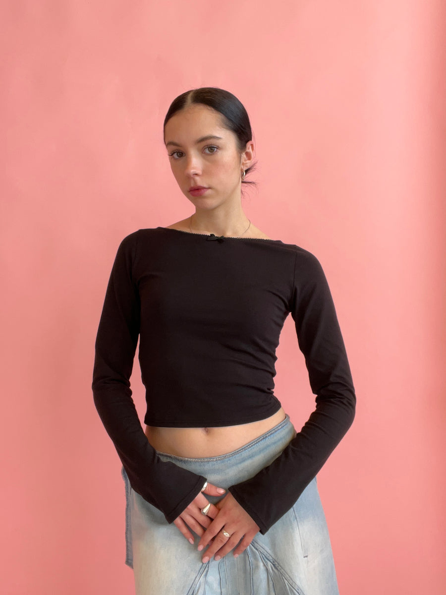 Jennifer Long Sleeve Top - Black – Evie Joynes